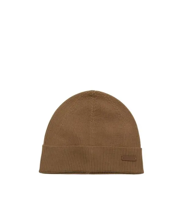 Saint Laurent Ribbed Wool Beanie - Brown