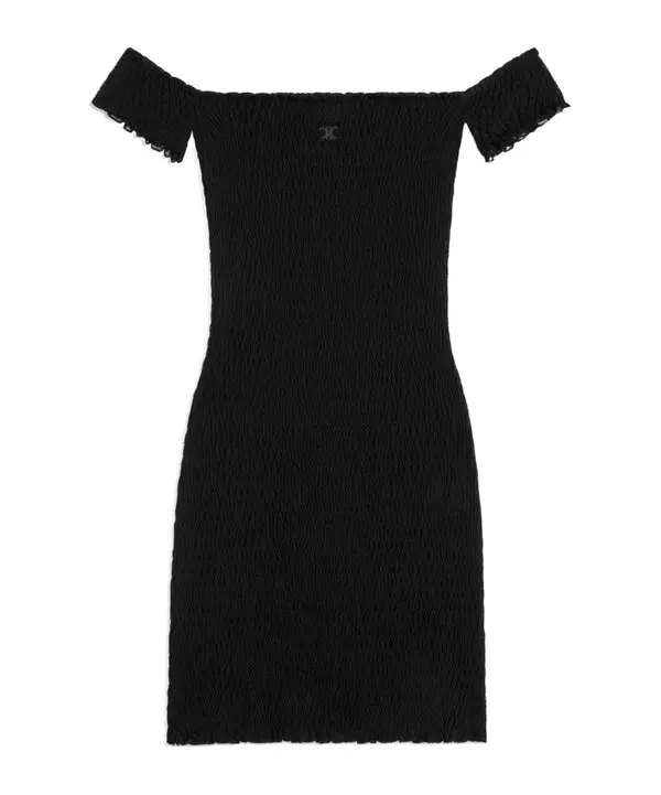 Celine Triomphe Gaufred Silk Mini Dress