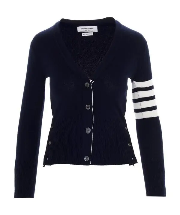 Thom Browne 4-bar V-neck Cardigan - Navy Blue