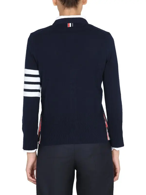 Thom Browne 4-bar V-neck Cardigan - Navy Blue