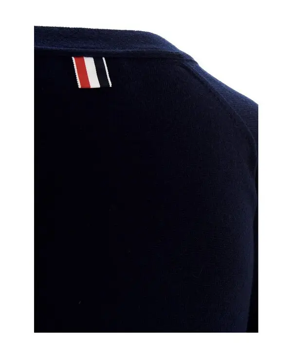 Thom Browne 4-bar V-neck Cardigan - Navy Blue