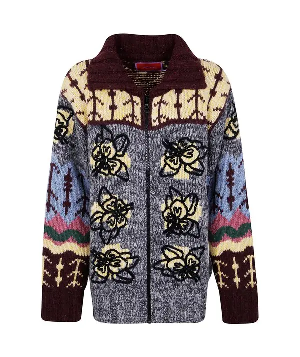 La DoubleJ Chalet Embroidered Zip-up Cardigan
