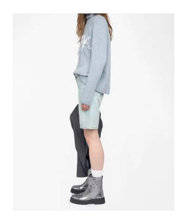Zadig&Voltaire Long Sleeve Turtleneck Sweater With "rock" Embroidery