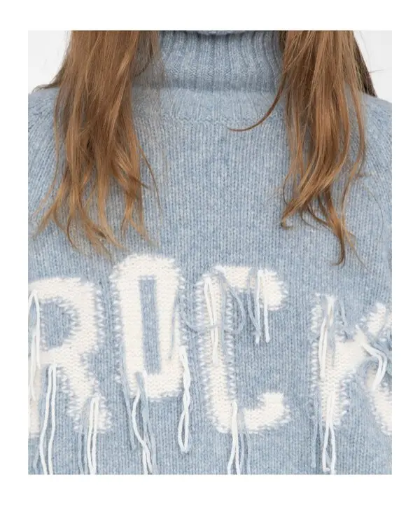 Zadig&Voltaire Long Sleeve Turtleneck Sweater With "rock" Embroidery