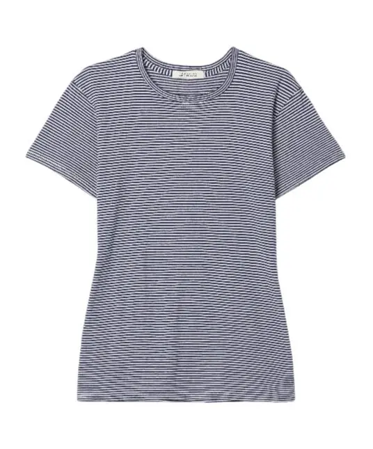 NILI LOTAN Lana Striped Cotton-jersey T-shirt - Navy