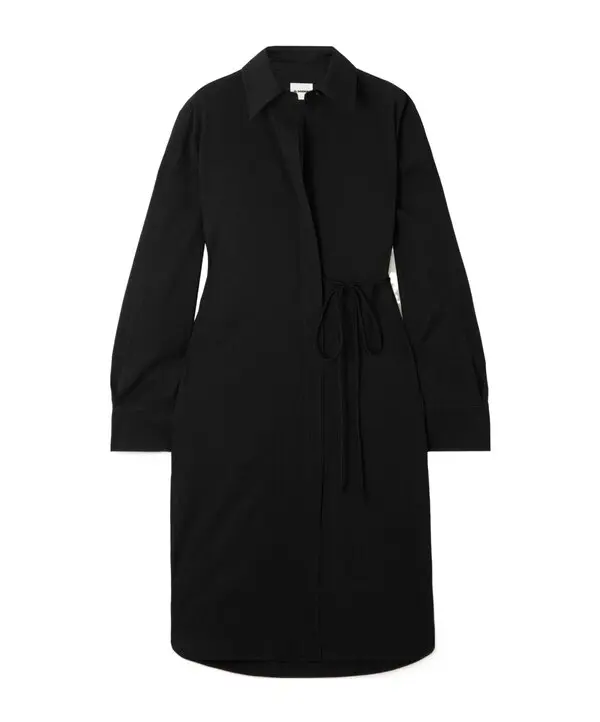 JIL SANDER Long Sleeve Collared Shirt Dress With Waist Tie
