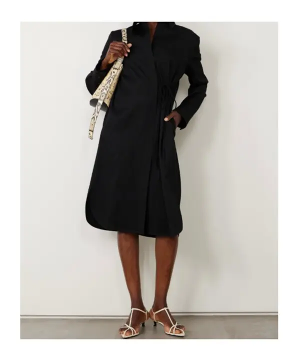 JIL SANDER Long Sleeve Collared Shirt Dress With Waist Tie