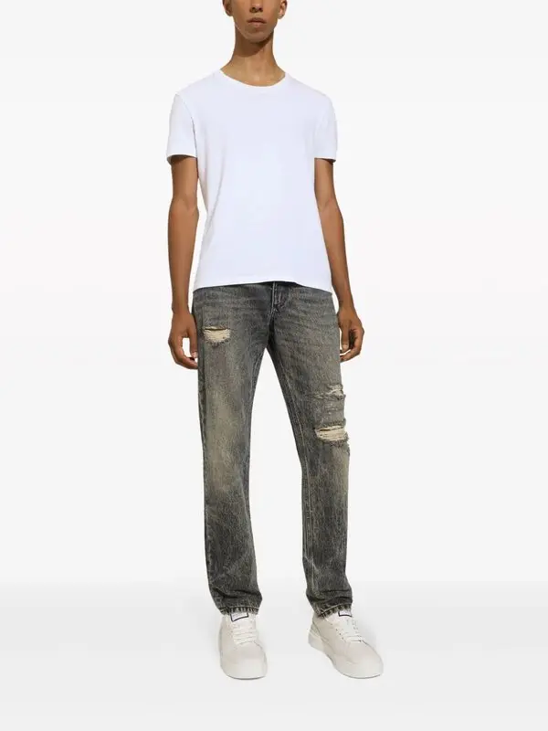Dolce & Gabbana Distressed Slim-cut Jeans