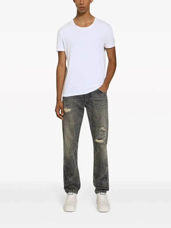 Dolce & Gabbana Distressed Slim-cut Jeans