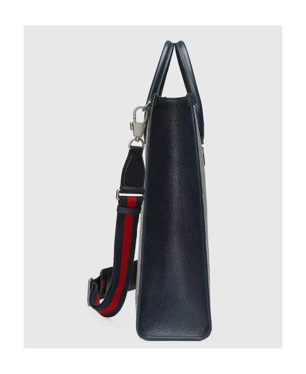 Gucci Gg Supreme Tote Bag With Oval Leather Sign
