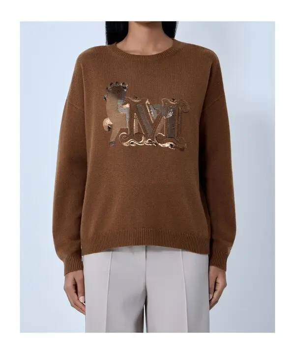 Max Mara Oversized Sequined Jumper - Brown