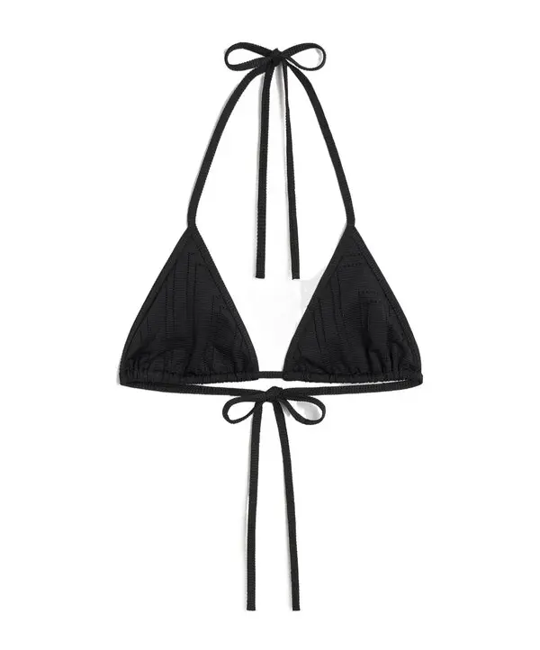 TOTEME Pointelle-knit Triangle Bikini Top - Black