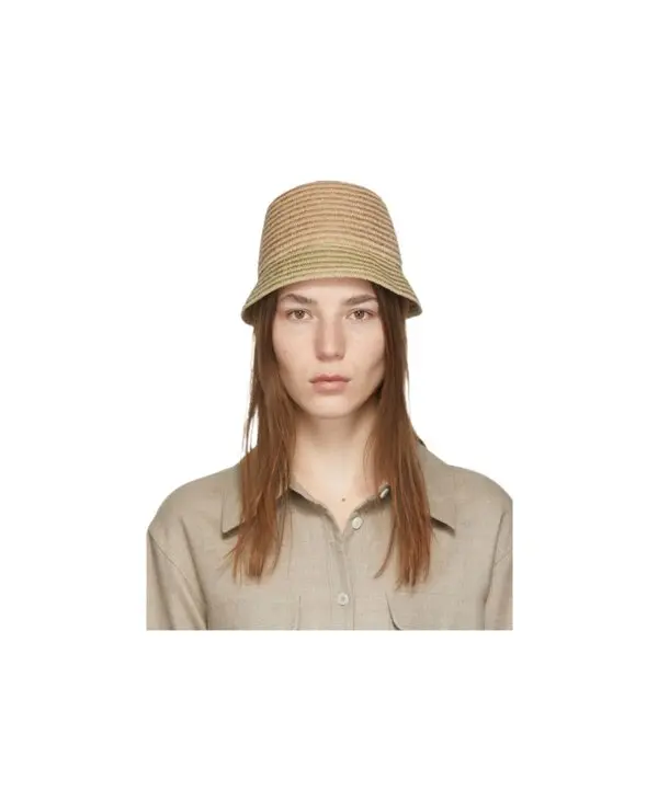 MAISON MICHEL Logo Striped Fisherman's Hat