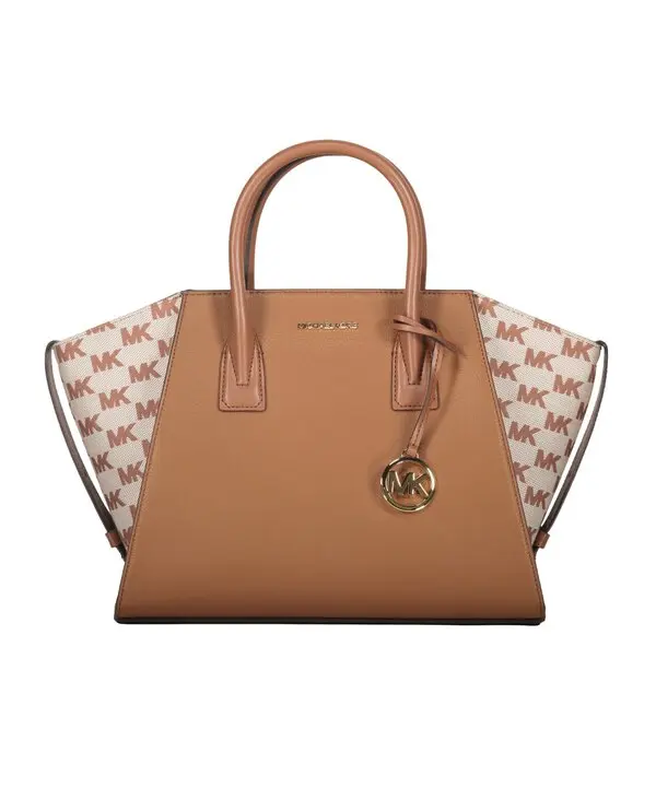 Michael Kors Avril Large Leather And Logo Jacquard Satchel Bag