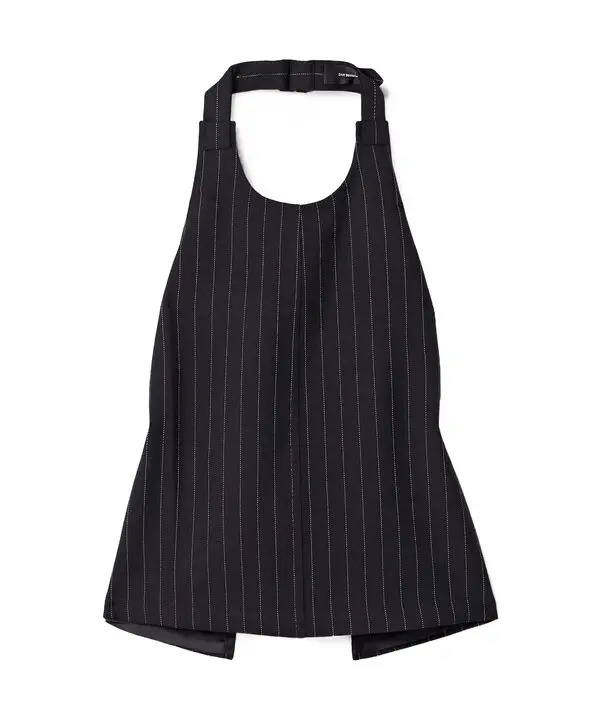 Wardrobe.NYC Backless Pinstripe Halter Top - Black