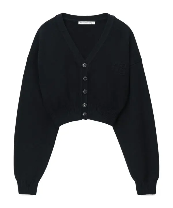 Alexander Wang Cropped Logo Cardigan - Black