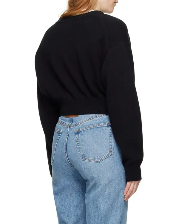 Alexander Wang Cropped Logo Cardigan - Black