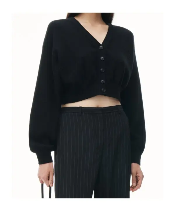 Alexander Wang Cropped Logo Cardigan - Black
