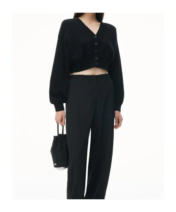 Alexander Wang Cropped Logo Cardigan - Black