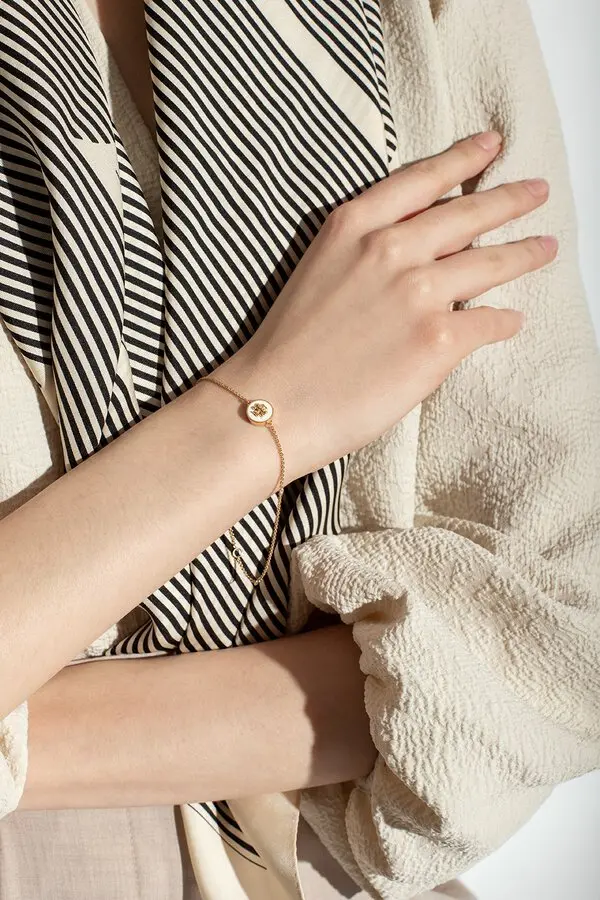 Tory Burch Kira Enamel Logo-pendant Chain Bracelet