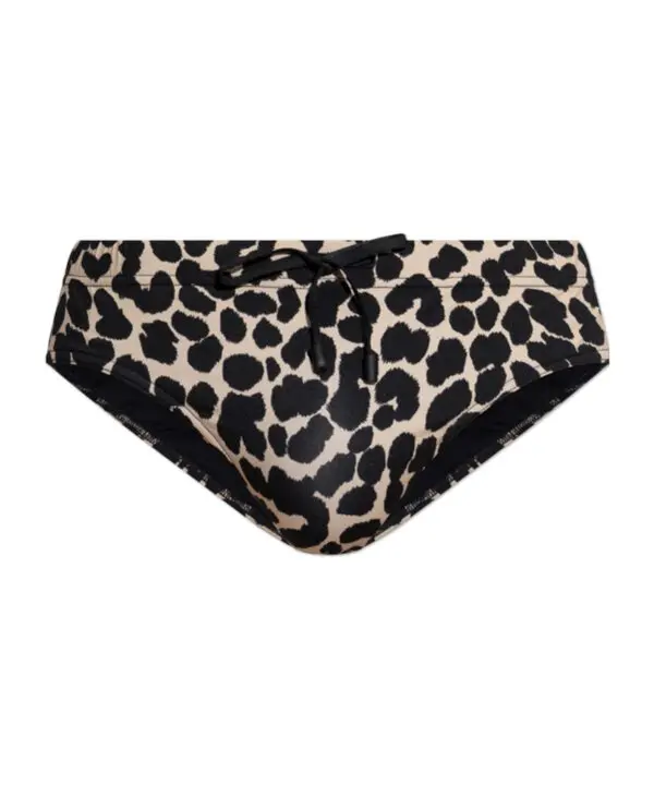 Balmain Leopard-print Drawstring Swim Trunks - Black