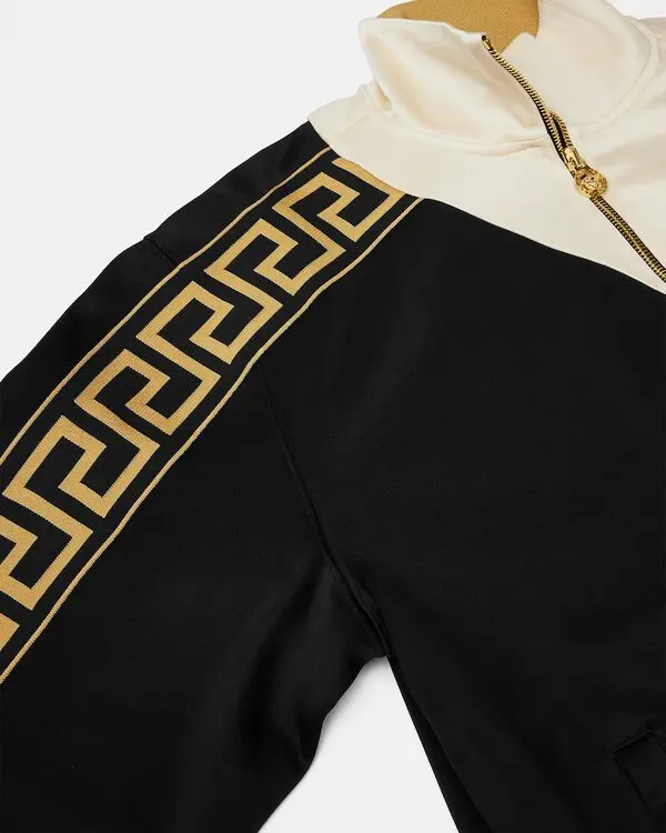 Versace Long Sleeve Zip-up Sweatshirt With High Collar
