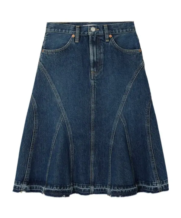 RE/DONE Net Sustain Frayed Organic Denim Skirt
