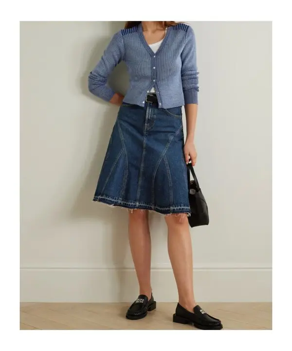RE/DONE Net Sustain Frayed Organic Denim Skirt