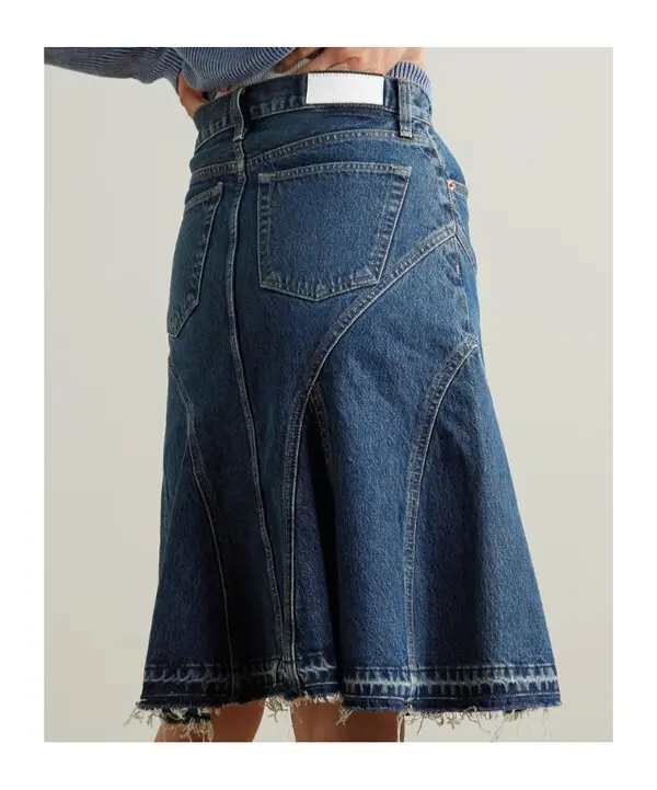 RE/DONE Net Sustain Frayed Organic Denim Skirt