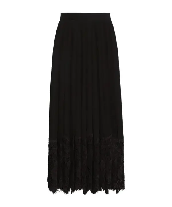 Dolce & Gabbana Lace Trim Midi Skirt - Black