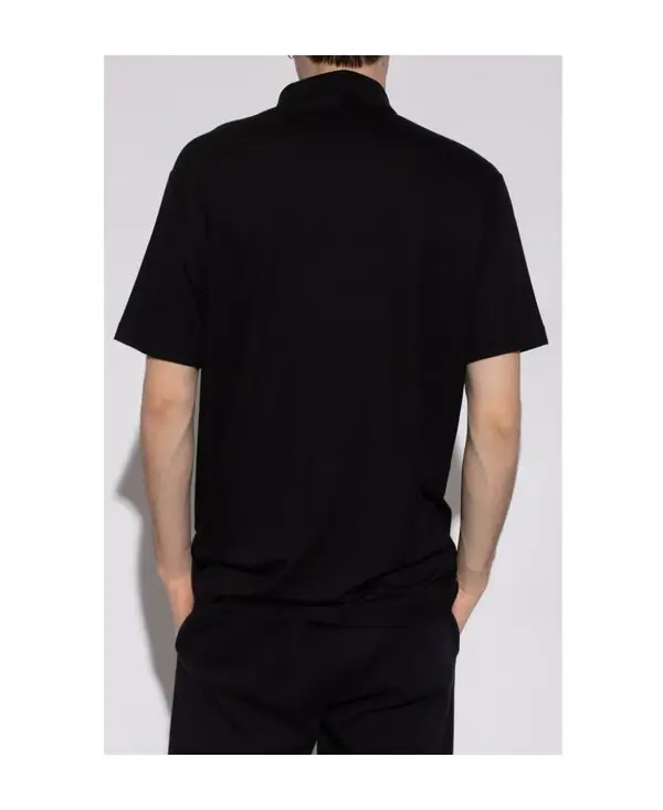 Giorgio Armani Embroidered-logo Short-sleeved Polo Shirt - Black