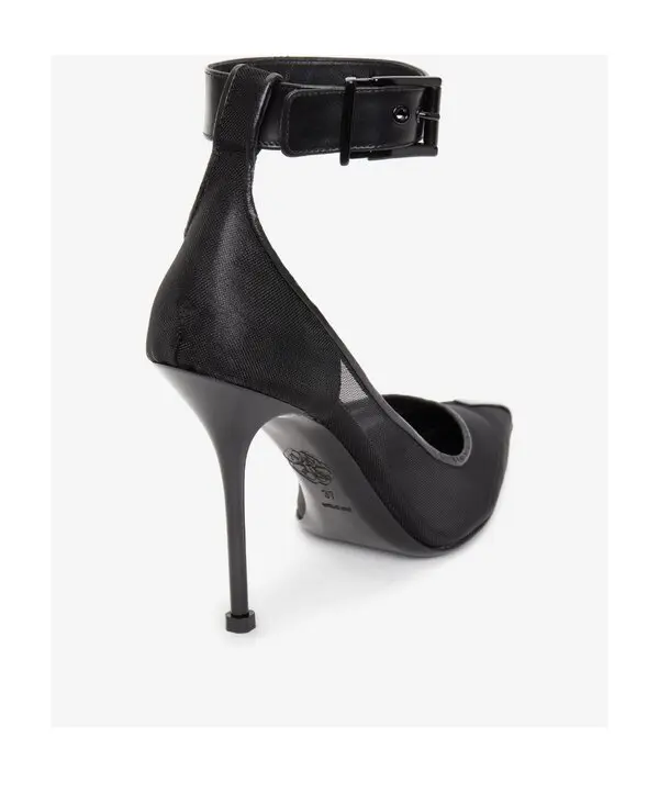 Alexander McQueen Mesh Panelled Buckled Ankle Pumps