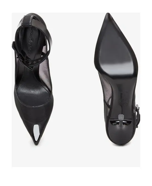 Alexander McQueen Mesh Panelled Buckled Ankle Pumps
