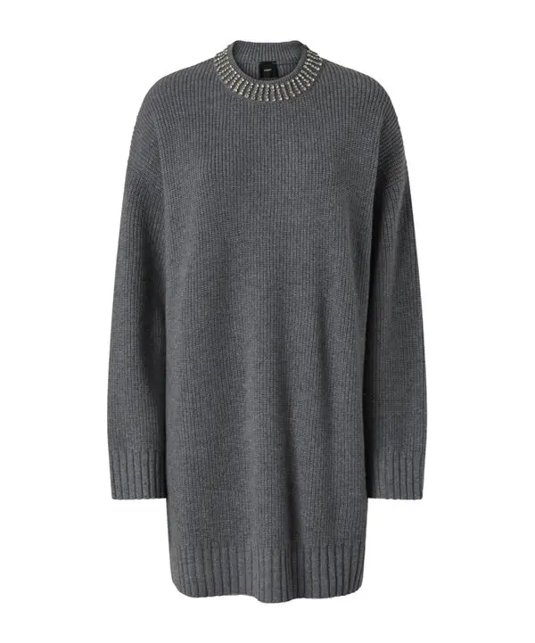 Pinko Embellished Crewneck Knit Mini Dress - Black