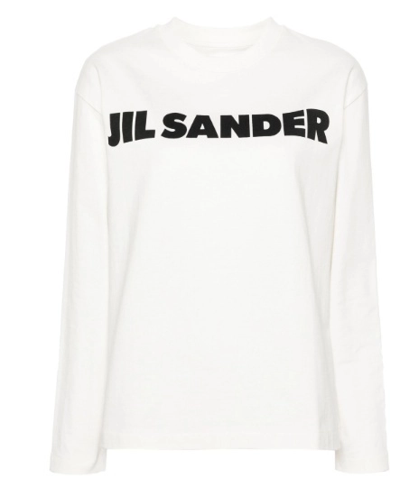 JIL SANDER Long Sleeve Logo Crewneck Sweatshirt - White