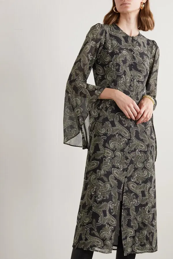 Michael Kors Paisley Print Long Sleeve Dress