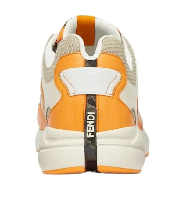 Fendi Orange Nubuck Leather Low-top Sneakers