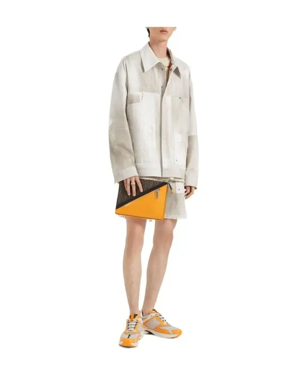 Fendi Orange Nubuck Leather Low-top Sneakers
