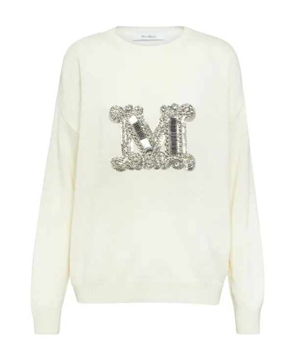 Max Mara Palato Sequin-logo Jumper - Gray