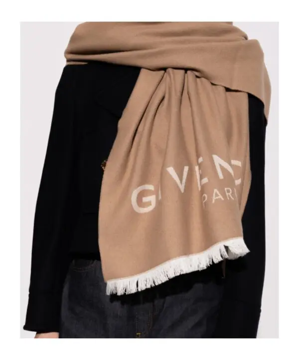 Givenchy Logo Jacquard Fringed Scarf - Brown
