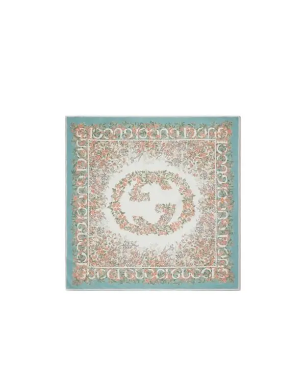 Gucci Printed Silk Twill Carr - White