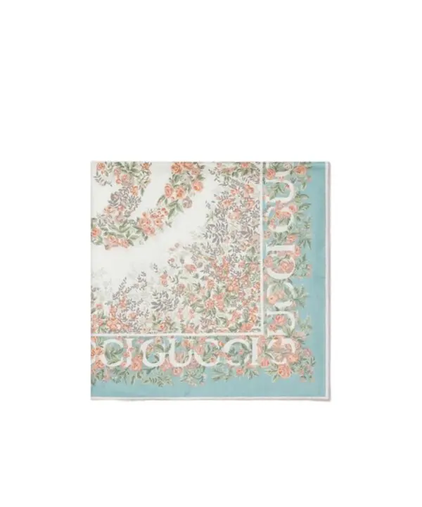 Gucci Printed Silk Twill Carr - White
