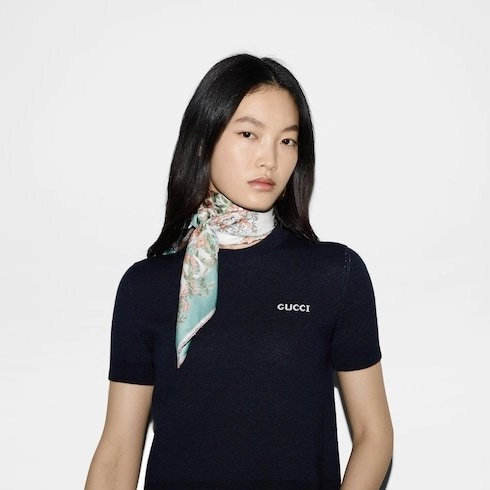 Gucci Printed Silk Twill Carr - White