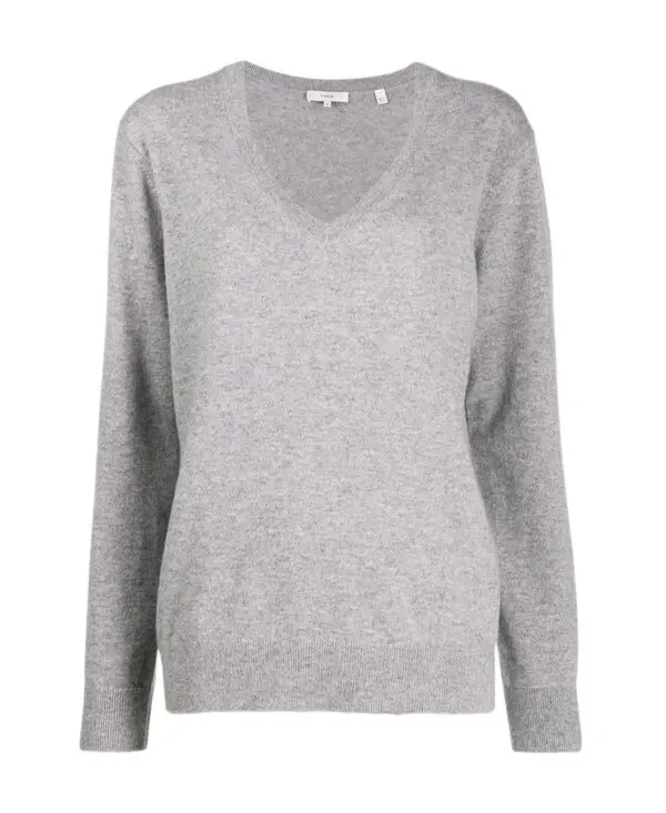 Vince Ribbed V-neck Sweater - Gray