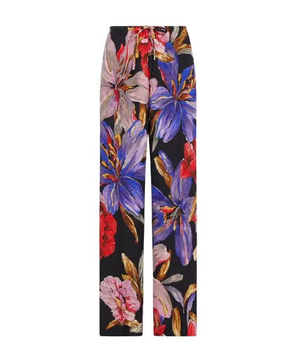 Dries Van Noten Floral Print Loose Fit Drawstring Trousers - Multicolor