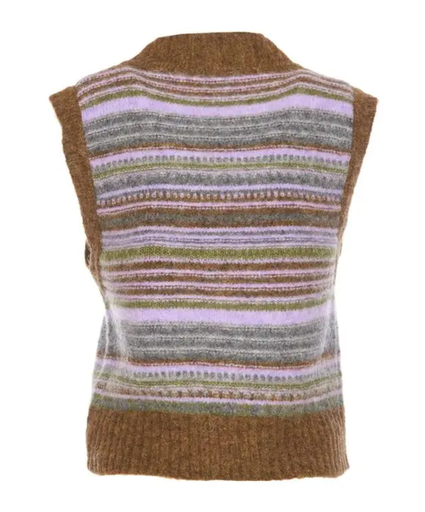GANNI Striped Knit Vest - Gray