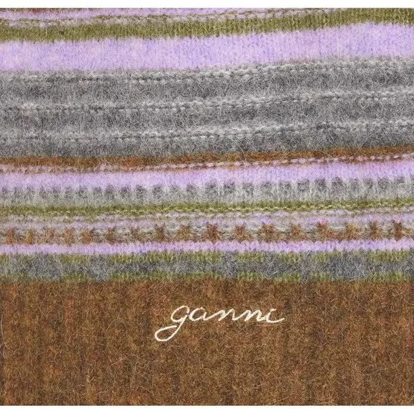 GANNI Striped Knit Vest - Gray