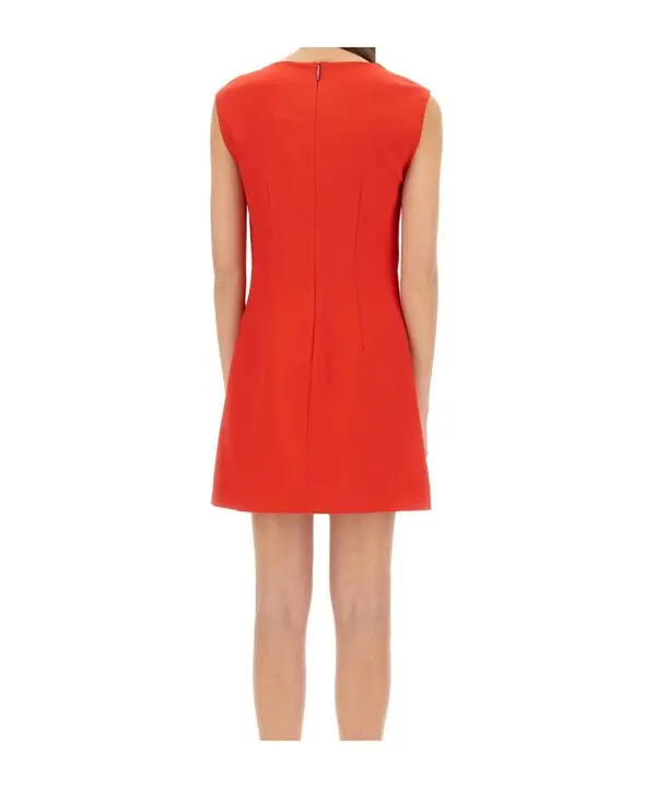 MSGM Asymmetrical Neck Mini Dress - Red