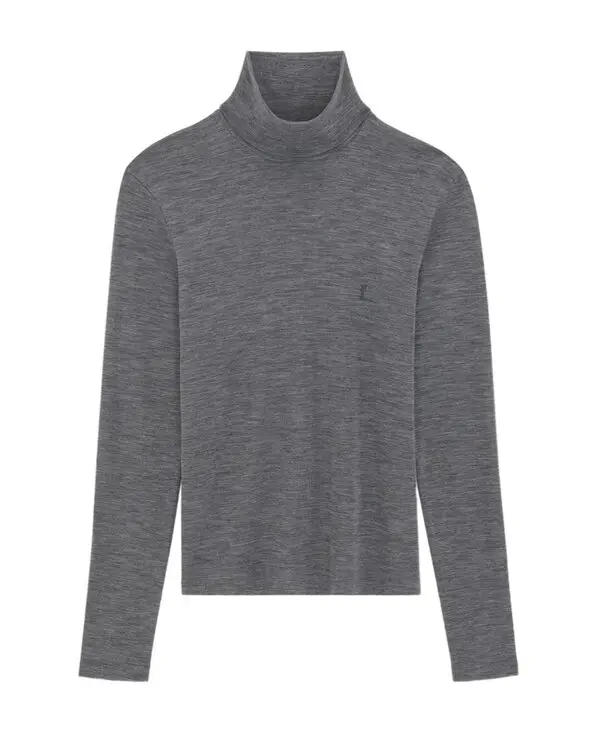 Saint Laurent Long-sleeved Turtleneck Jumper - Gray