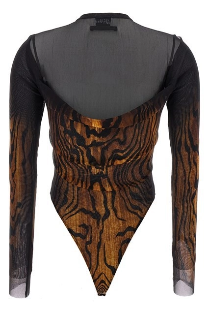 JEAN PAUL GAULTIER Double Layer Wood-print Bodysuit
